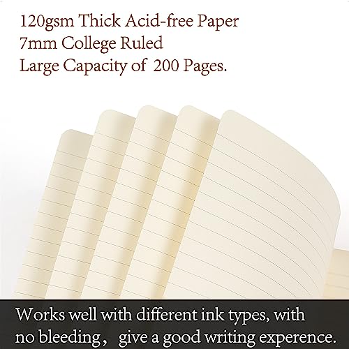 Pejovo A5 Lined Leather Journal Notebook With Pen, (Autumn Brown), 200 Pages, Medium 5.9×8.4 inches - 120 gsm Thick Paper, Sturdy Hardcover Journal for Men Women Writing, Daily Diary and Note Taking