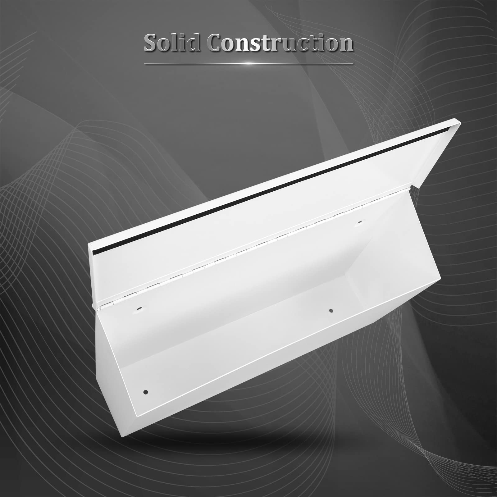 Dalmbox Wall-Mount Mailbox Large Mailbox for Post Rust-Proof Galvanized Steel Box for Outside or Townhouse Horizontal Style, White, 15.7” x 4.3” x 9.4”