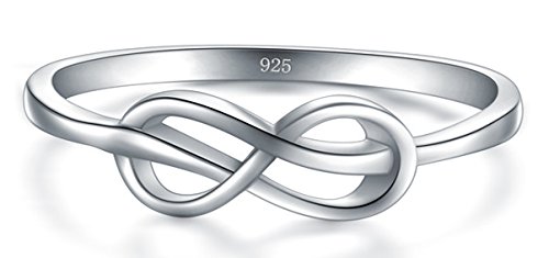 BORUO Infinity Ring - Sterling Silver Rings For Women - 925 Infinity Sterling Silver Rings - Knot Ring - Infinity Shape Silver Ring - Classic Gift for Special Occasions - Stackable - 2mm Size 5.5