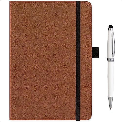 Pejovo A5 Lined Leather Journal Notebook With Pen, (Autumn Brown), 200 Pages, Medium 5.9×8.4 inches - 120 gsm Thick Paper, Sturdy Hardcover Journal for Men Women Writing, Daily Diary and Note Taking