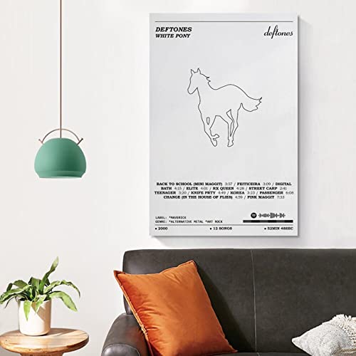 ADNACO White Pony-Deftones Poster Canvas Poster Wall Decorative Art Painting Living Room Bedroom Decoration Gift Unframe-style12x18inch(30x45cm)