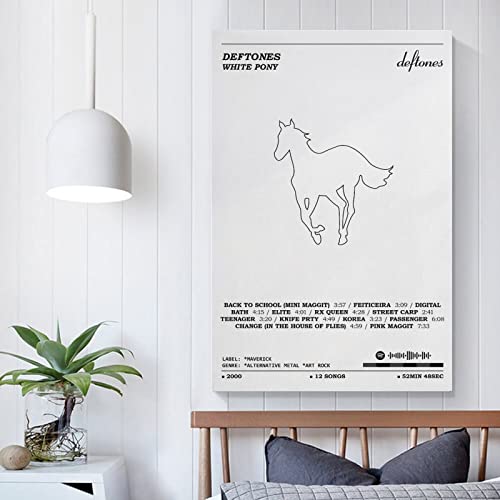 ADNACO White Pony-Deftones Poster Canvas Poster Wall Decorative Art Painting Living Room Bedroom Decoration Gift Unframe-style12x18inch(30x45cm)