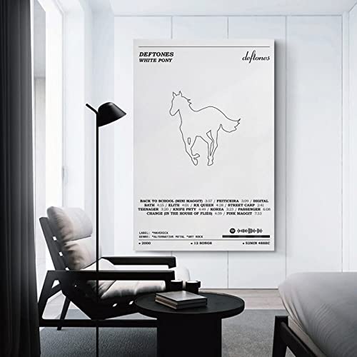 ADNACO White Pony-Deftones Poster Canvas Poster Wall Decorative Art Painting Living Room Bedroom Decoration Gift Unframe-style12x18inch(30x45cm)