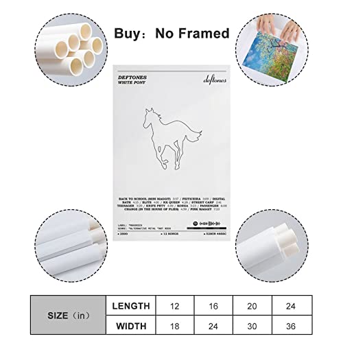 ADNACO White Pony-Deftones Poster Canvas Poster Wall Decorative Art Painting Living Room Bedroom Decoration Gift Unframe-style12x18inch(30x45cm)