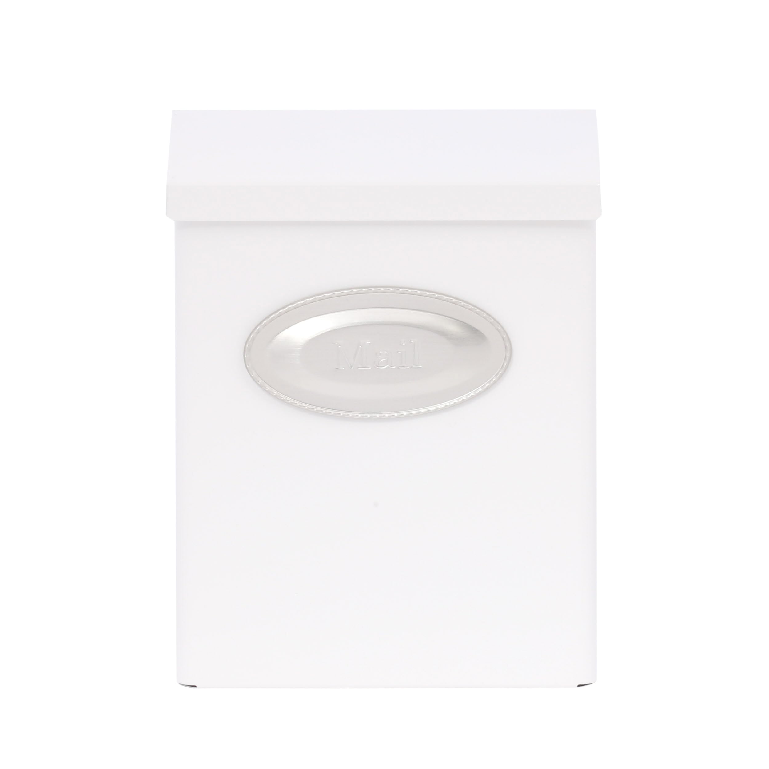 Architectural Mailboxes Designer Galvanized Steel, Locking Wall Mount Mailbox, White with Satin Nickel