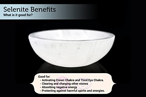 Selenite Crystal Bowls for Smudging, Healing, Recharging Crystals | Pure Selenite Smudge Bowl & Crystal Charging Station Ethically Sourced in Morocco (6 Inch (Pack of 1))