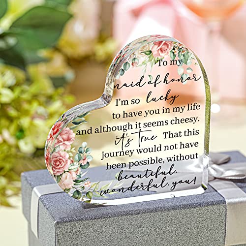 Maid of Honor Gifts Maid of Honor Gifts from the Bride Bridal Party Gifts Maid of Honor Proposal Gifts Bridesmaid Proposal Gifts Acrylic Heart Maid of Honor Wedding Keepsake