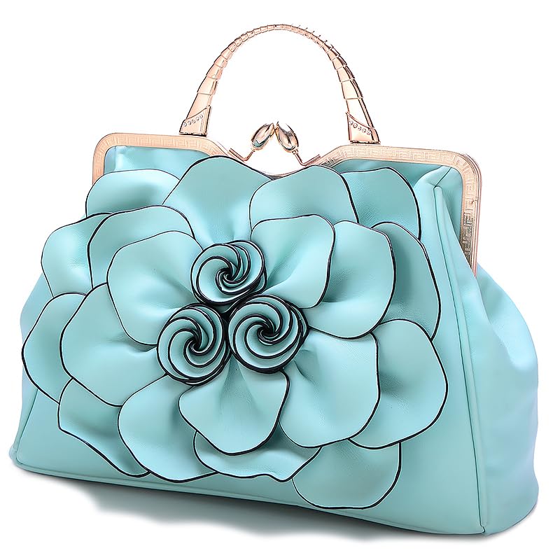 SUNROLAN Women's Evening Clutches Handbags Formal Party Wallets Wedding Purses Wristlets Ethnic Totes Satchel (9156 Blue)
