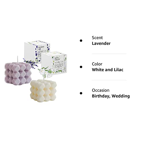 2PC Premium Floating Bubble Candle Gift Set | 100% Handmade Scented Soy Wax Candles | TikTok Bedroom Decor Aesthetic | Aromatherapy Decorative Candles | Wedding Decor | White(Freesia)+Lilac(Lavender)