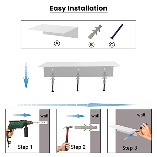 SIMOND STORE White Floating Shelves for Wall - 12" X 8" Small Floating Shelves - Metal Heavy Duty Floating Shelves Brackets for Gaming, Console, Playstation Shelf, Tv Shelf for Wall Mounted Tv