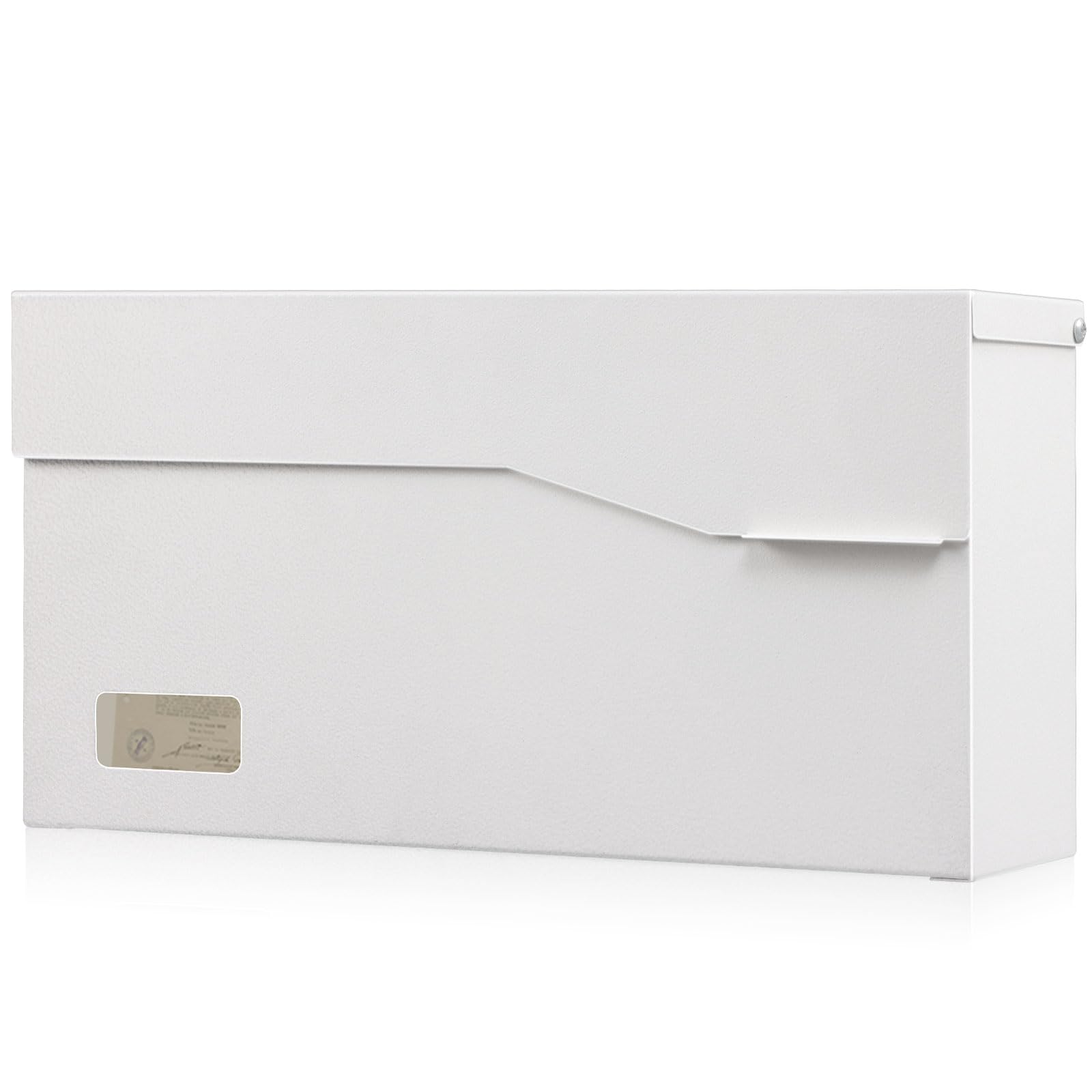 xydled Mailbox Wall Mount Door Mailboxes for Outside, Large Steel Hanging Metal Mailbox, Modern Post Box Package Parcel Drop Box for House Home, Textured White, 14.56''x7.1''x4''