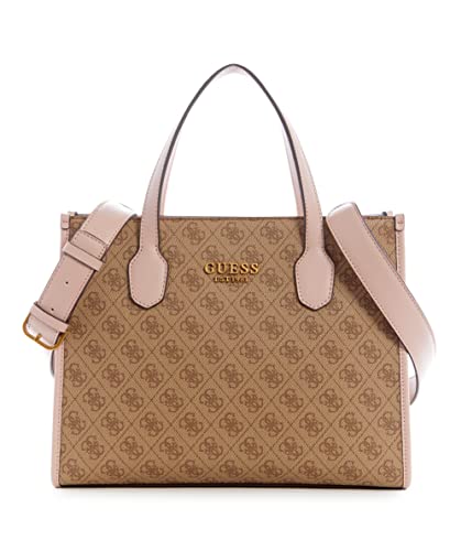 GUESS Silvana Small Tote, Latte Logo/Rosewood