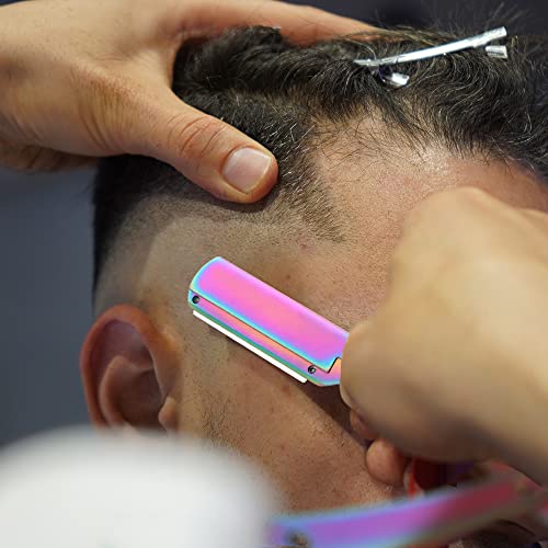 Professional Straight Edge Barber Razor for Men with 100 Single Blades Premium Stainless Steel Shaving Razor for Home & Salon Grooming Using