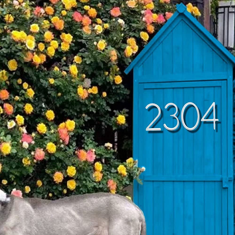 5" Zinc Alloy Floating House Number, Metal Modern House Numbers, Garden Door Mailbox Number Sign with Nail Kit, Coated Glossy Silver, Durable Visibility Signage,2