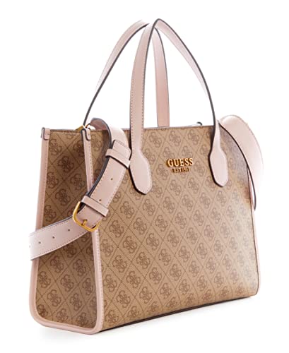 GUESS Silvana Small Tote, Latte Logo/Rosewood