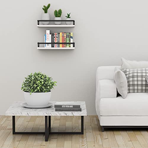 RichFire Floating Shelves Set of 2, Wall Shelves for Bathroom, Kitchen, Bedroom& Living Room, White Shelves for Wall Decor, Bathroom Shelves, Wall Shelves with Towel Bar