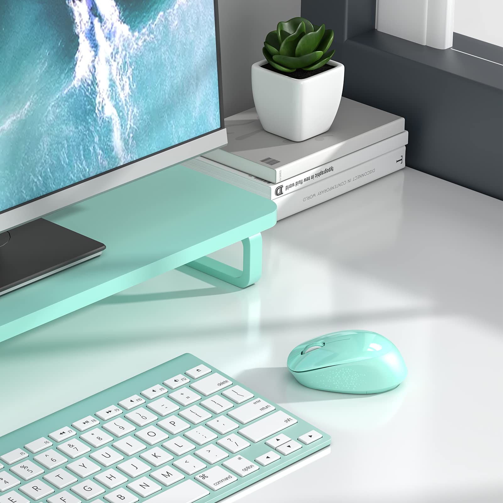Trueque Wireless Mouse E702 2.4GHz Portable Computer Mouse with USB Receiver, Comfortable Silent Mice for Laptop, Chromebook, PC, Notebook, Desktop, Windows, Mac (Mint Green)