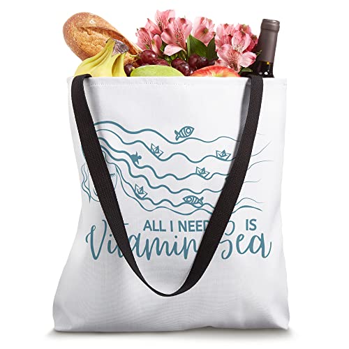 All I need is vitamin Sea girl long hair waves fish Tote Bag