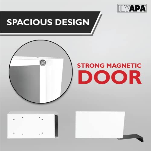Ilyapa Modern Design Mailbox, Ready to Post Mount - White Powder Coated Steel Heavy Duty Curbside Welded Mailbox, All Weather Durable and Corrosion Resistant, Stainless Steel Hinges and Magnetic Door