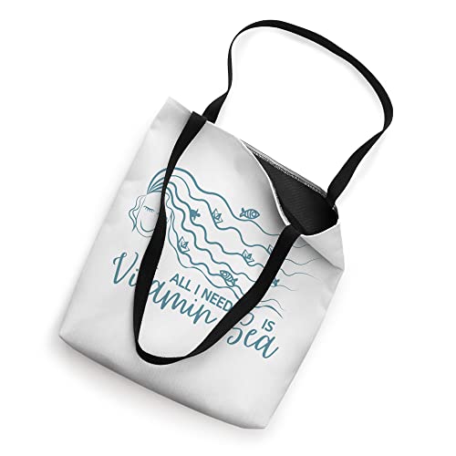 All I need is vitamin Sea girl long hair waves fish Tote Bag