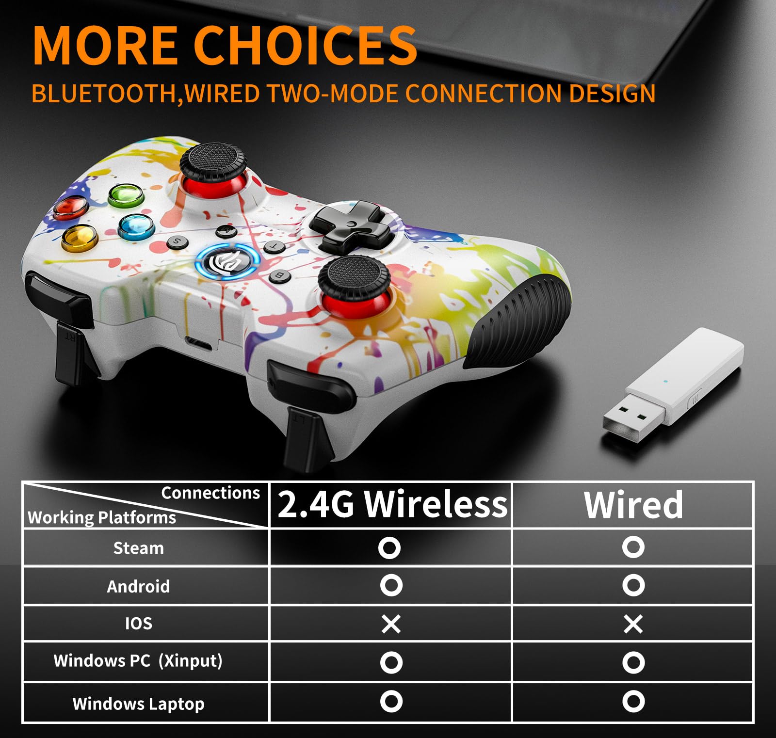 EasySMX Wireless Gaming Controller for Windows 7 8 10 11 12 PC/Laptop/PS3/Android/Switch/Steam Deck, Dual-Vibrate Gamepad Joystick Computer Game Controller with Turbo, 4 Customized Key