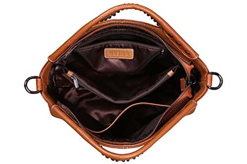 HESHE Genuine Leather Purses for Women Vintage Handbag Designer Satchel Ladies Shoulder Bag Crossbody Purse