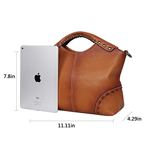 HESHE Genuine Leather Purses for Women Vintage Handbag Designer Satchel Ladies Shoulder Bag Crossbody Purse