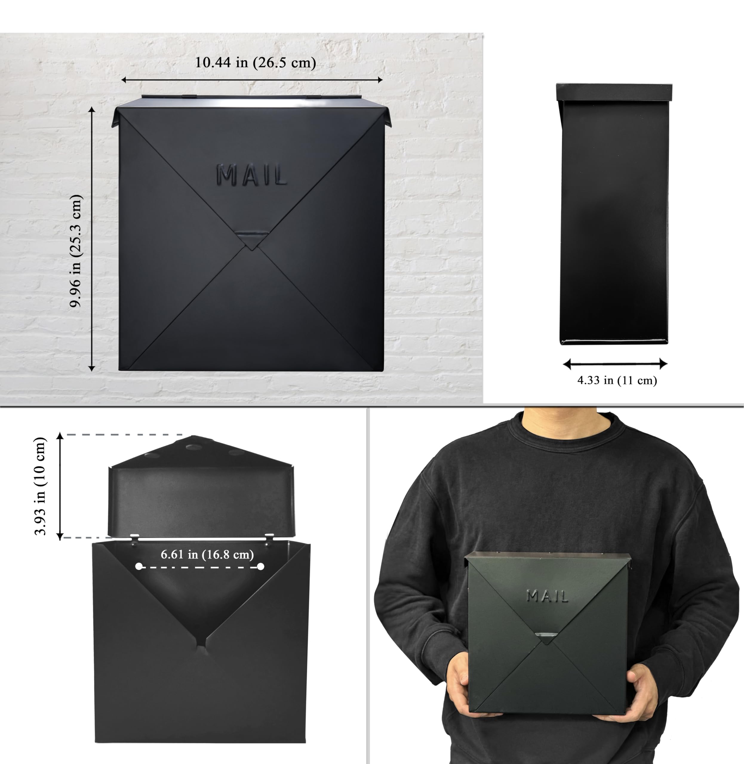 NACH Mailboxes for Outside Wall Mount, 10 x 10 x 4 inch Silver Mail Boxes for House Outside, Waterproof Mailboxes for Outside - Chicago Style Mail Box