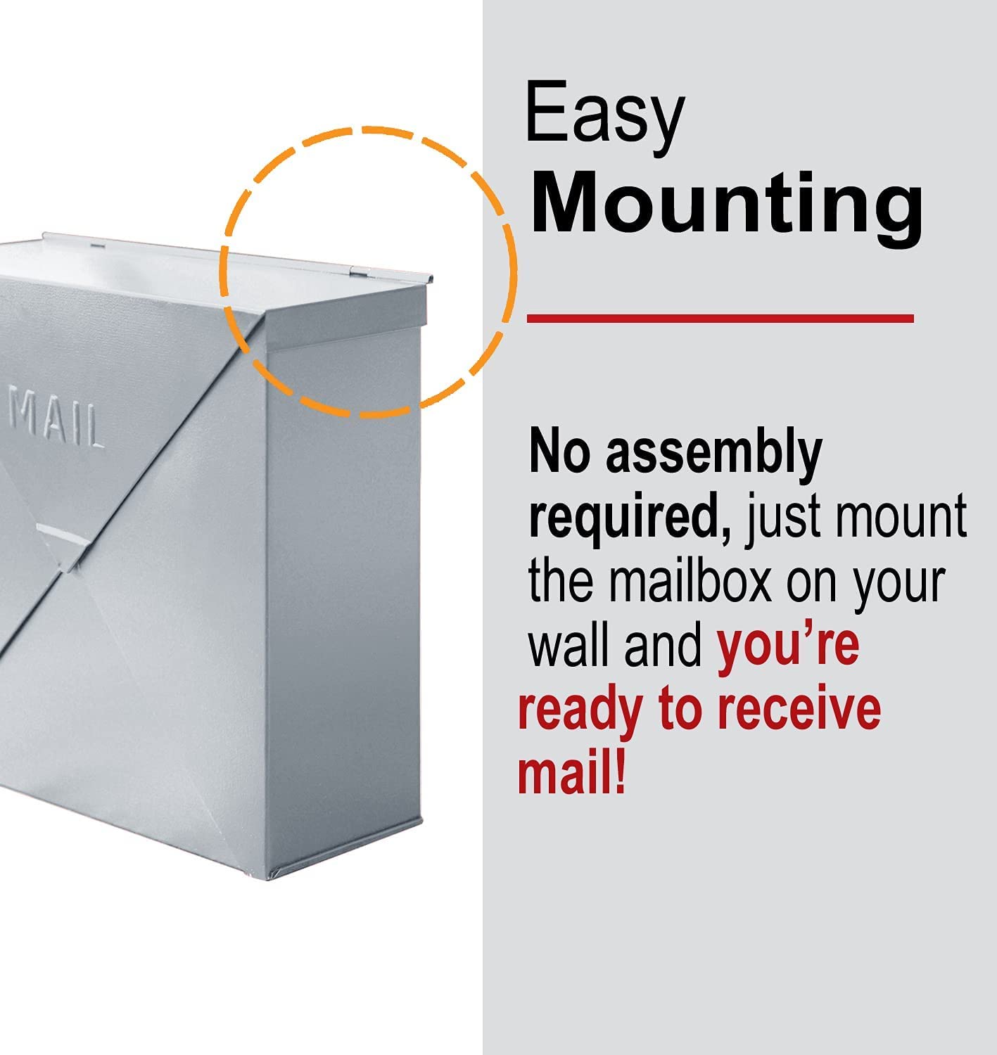 NACH Mailboxes for Outside Wall Mount, 10 x 10 x 4 inch Silver Mail Boxes for House Outside, Waterproof Mailboxes for Outside - Chicago Style Mail Box