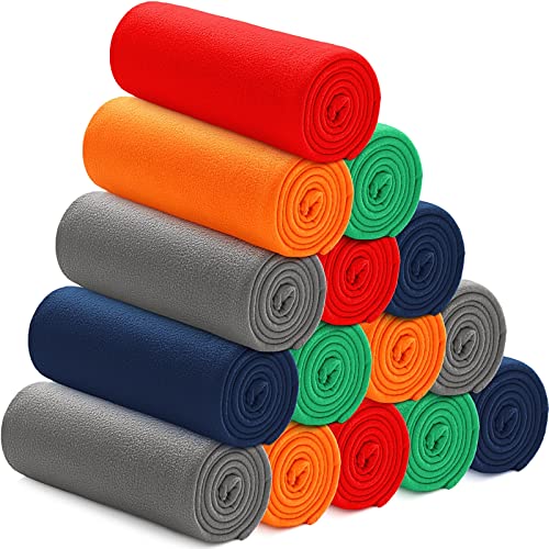 15 Pack Bulk Fleece Throw Blankets 50 x 60 Inch Lightweight Warm Fleece Blanket Assorted Color Polar Fleece Blanket Ultra Soft Solid Polyester Sofa Blanket for Home Office Bed Couch Chair,5 Colors