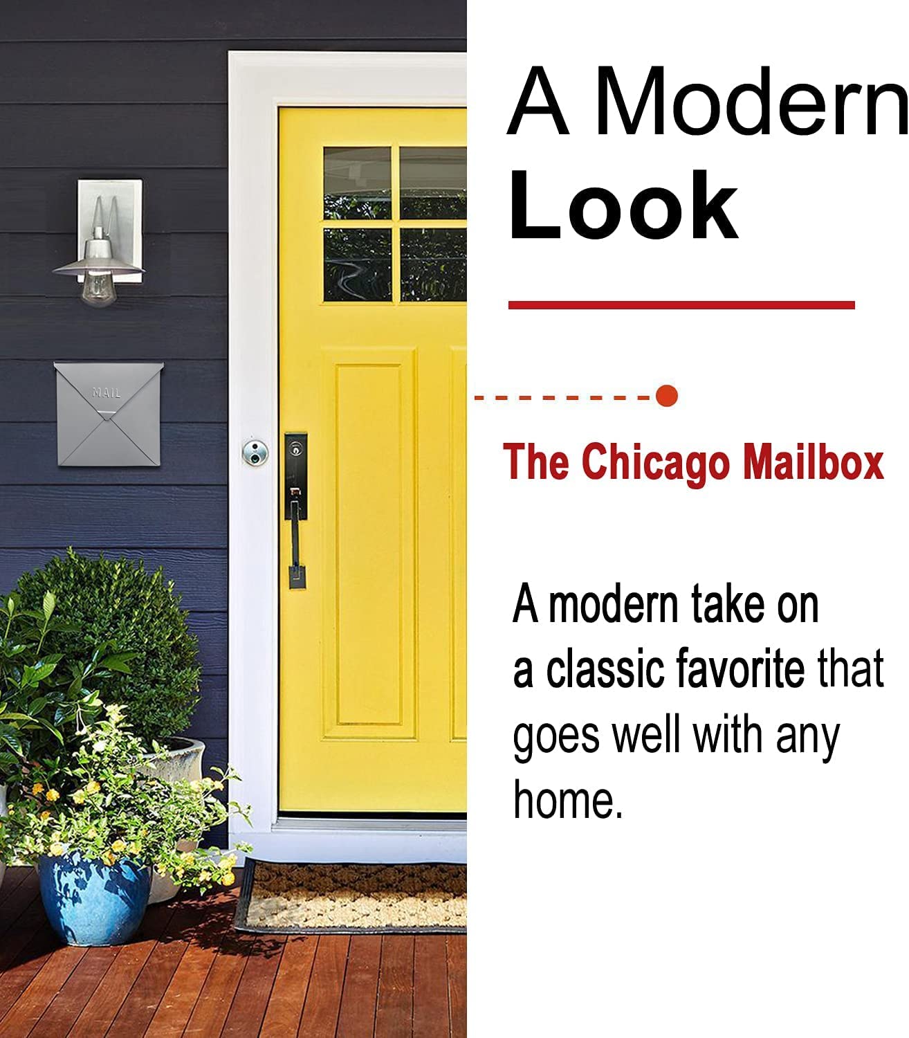 NACH Mailboxes for Outside Wall Mount, 10 x 10 x 4 inch Silver Mail Boxes for House Outside, Waterproof Mailboxes for Outside - Chicago Style Mail Box