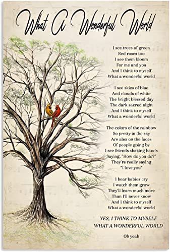 What A Wonderful World Lyrics Metal Poster Gift Home&living Decor Metal Tin Sign Vintage Signage For Home Garage Decor Gifts Metal Tin Sign 8x12 Inch