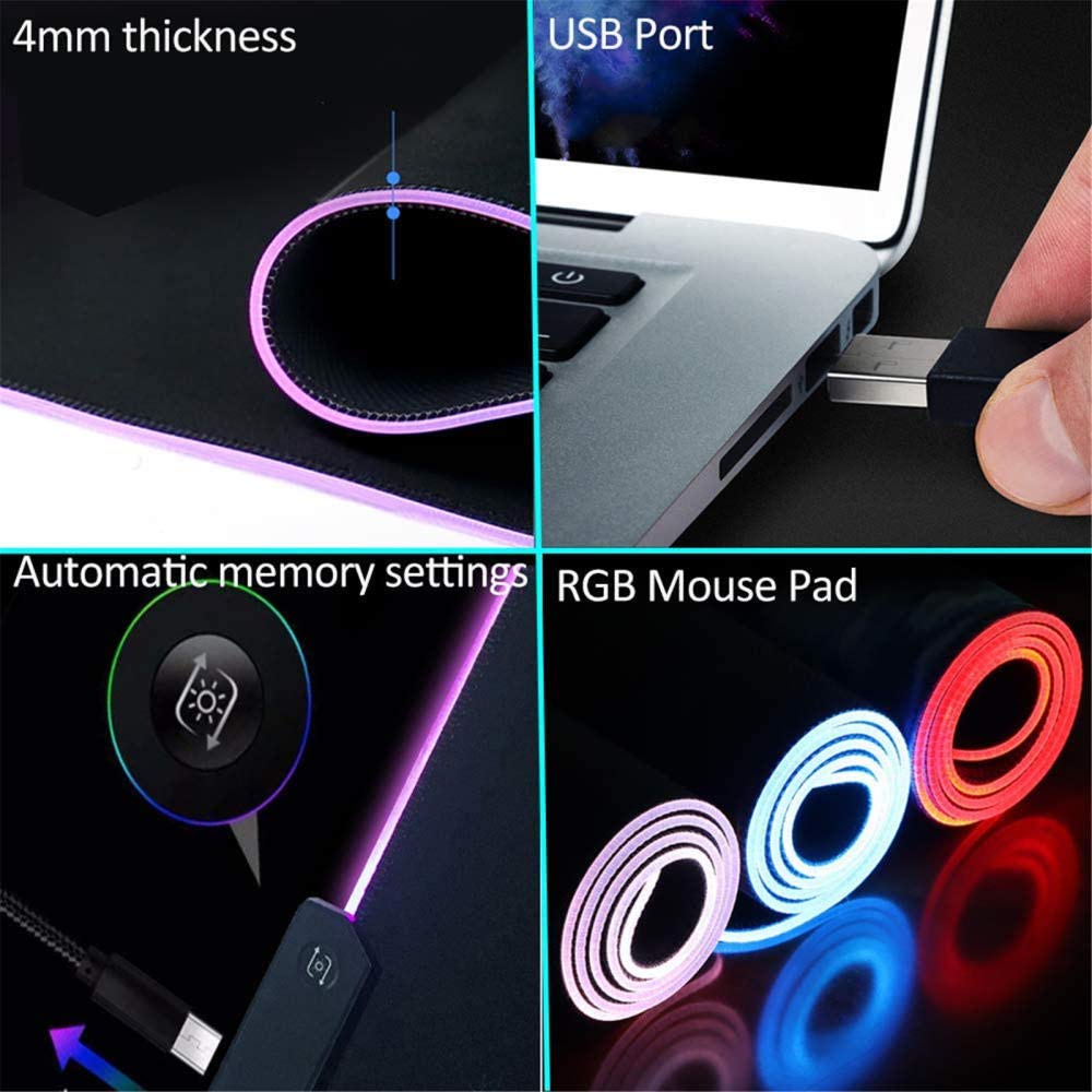 Mouse Pads Halo Mouse Pad Gaming RGB LED Computer Pad Large Gaming Gamer Game Laptop Notebook PC Desk Mat,35.43 inch x15.74 inch