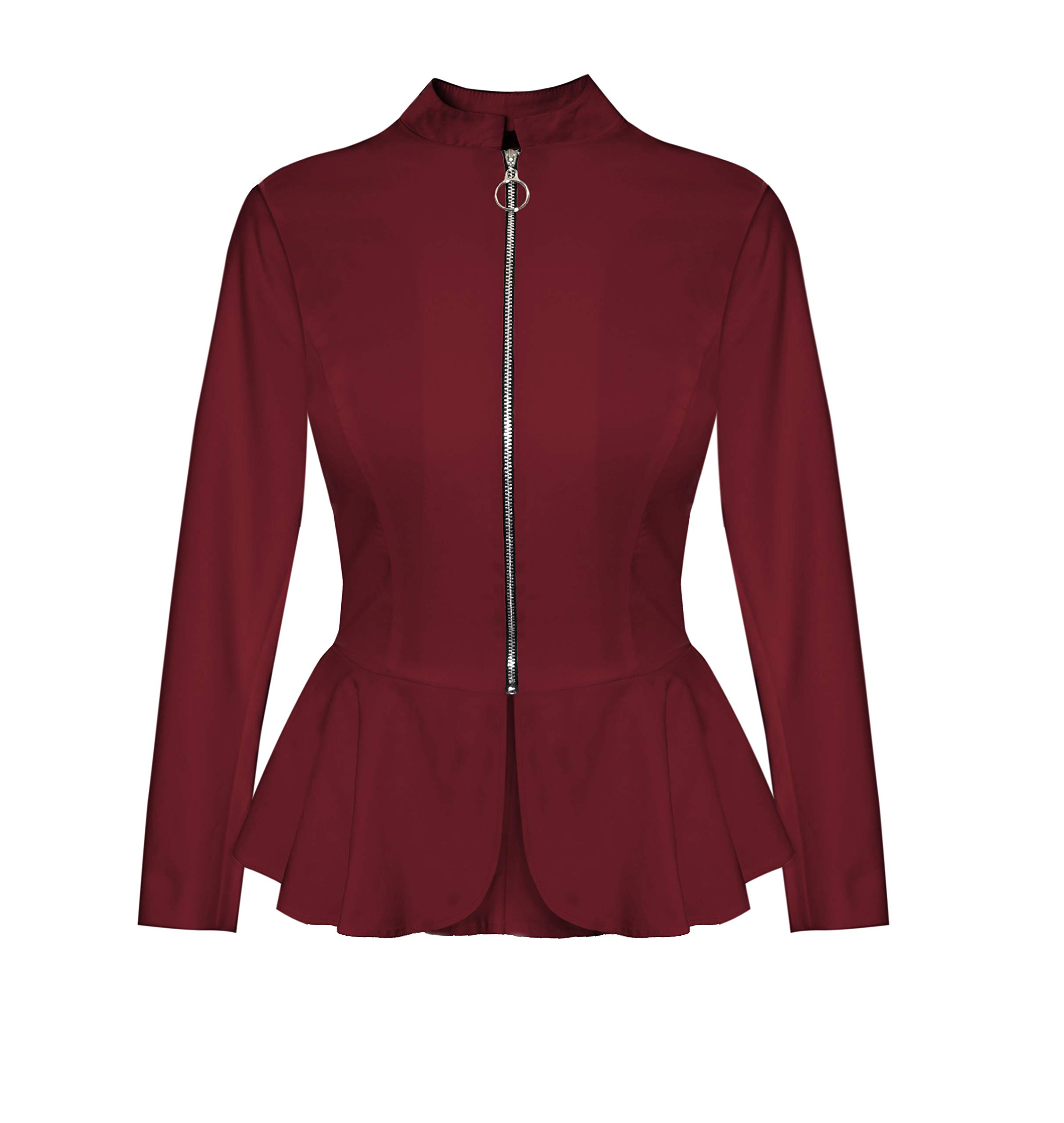 Hybrid & Company Women's Relaxed Jacket Zipper Suit Office and Parties Coat Jacket KJK1137 1012 Wine S