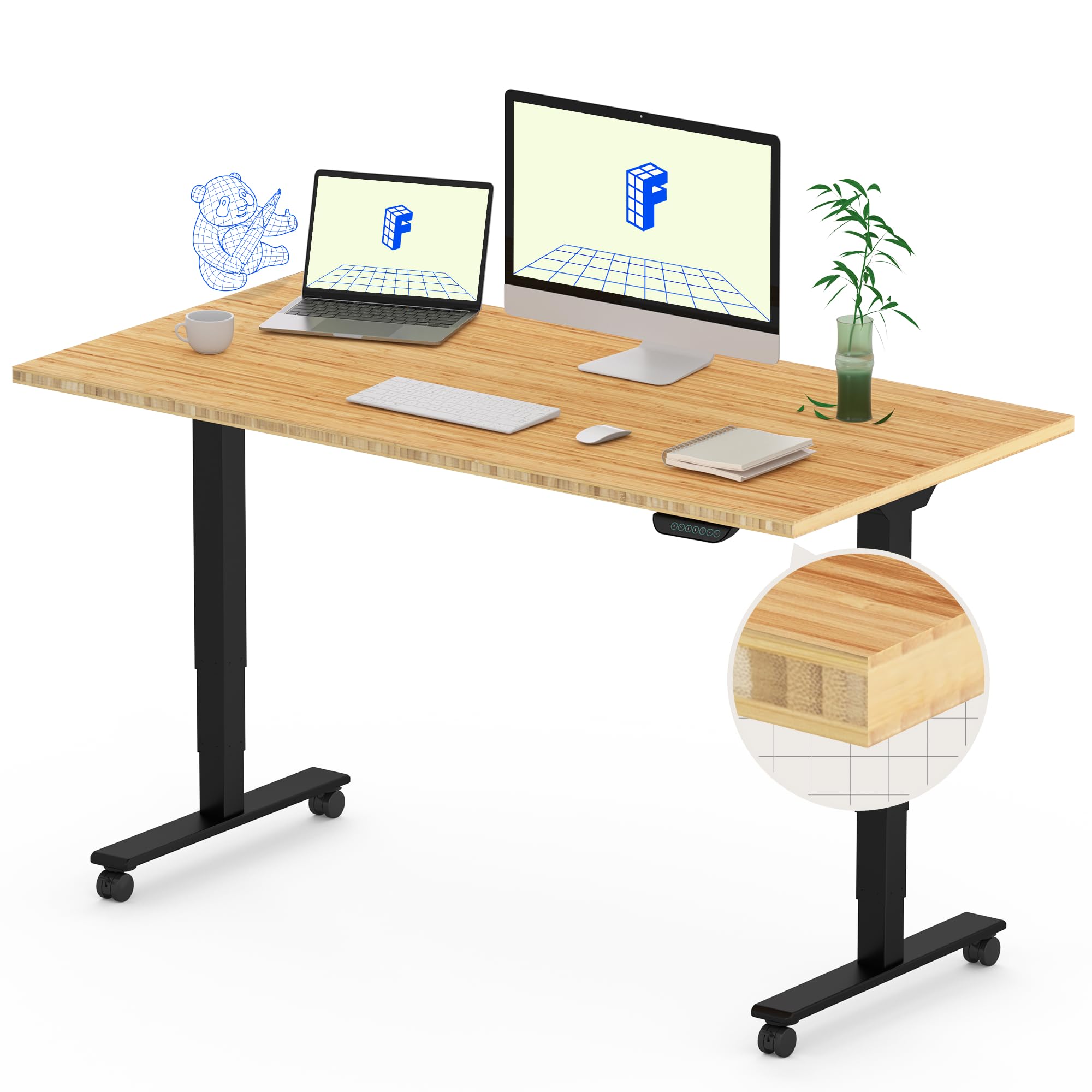 FLEXISPOT 3 Stages Dual Motor Electric Standing Desk 55x28 Inches Whole-Piece Desk Board Height Adjustable Desk Electric Stand Up Desk Sit Stand Desk(White Frame + White Desktop)