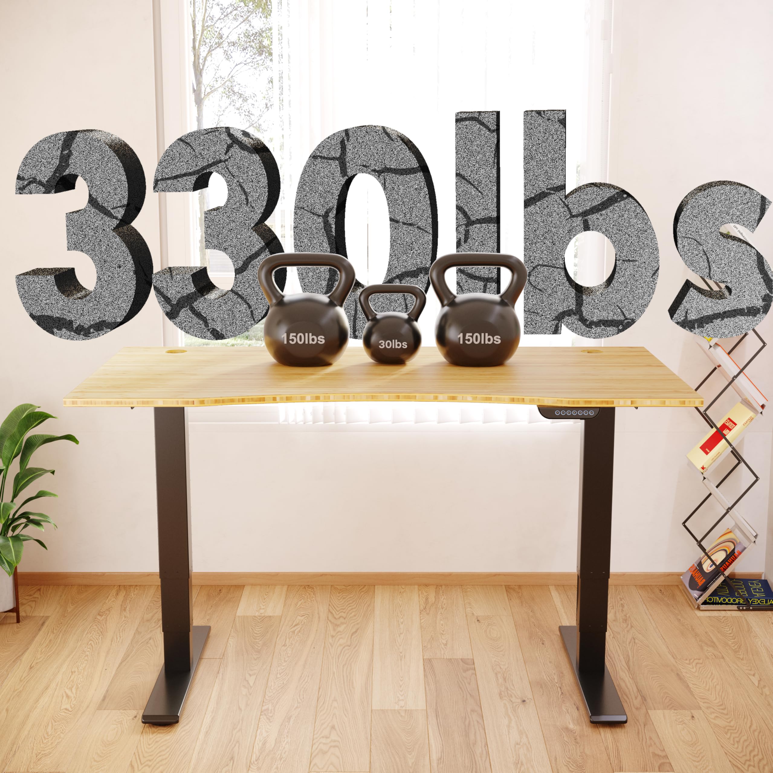 FLEXISPOT 3 Stages Dual Motor Electric Standing Desk 55x28 Inches Whole-Piece Desk Board Height Adjustable Desk Electric Stand Up Desk Sit Stand Desk(White Frame + White Desktop)