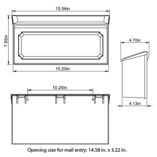 Gibraltar Mailboxes Windsor Small Capacity Rust-Proof Plastic White, Wall-Mount Mailbox, WMH00W04