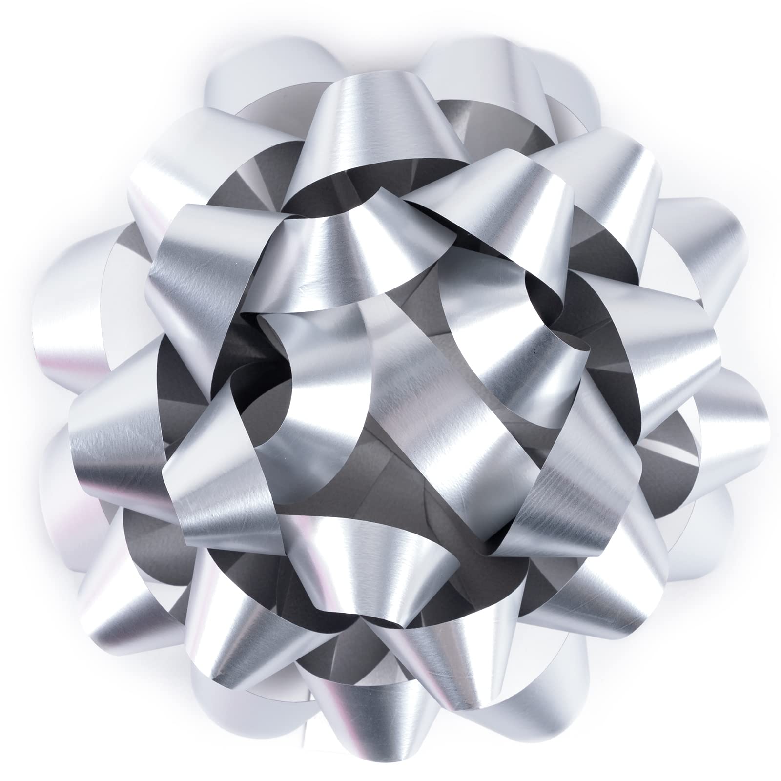 MAYPLUSS 8" Gift Bow, 1 Bows, Matte Silver, Perfect for Birthday, Holiday, Party Favors Decorations