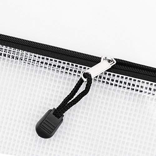 SUBANG 18 Pieces Black Zipper Pouch Zipper File Bags Mesh File Folders with Grid Travel Pouch, 9 Sizes