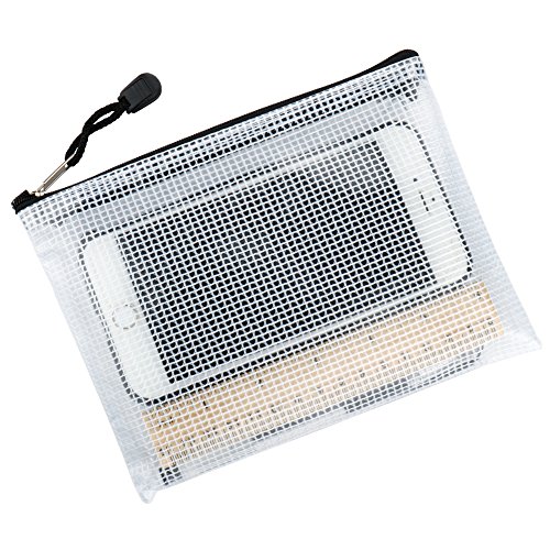 SUBANG 18 Pieces Black Zipper Pouch Zipper File Bags Mesh File Folders with Grid Travel Pouch, 9 Sizes