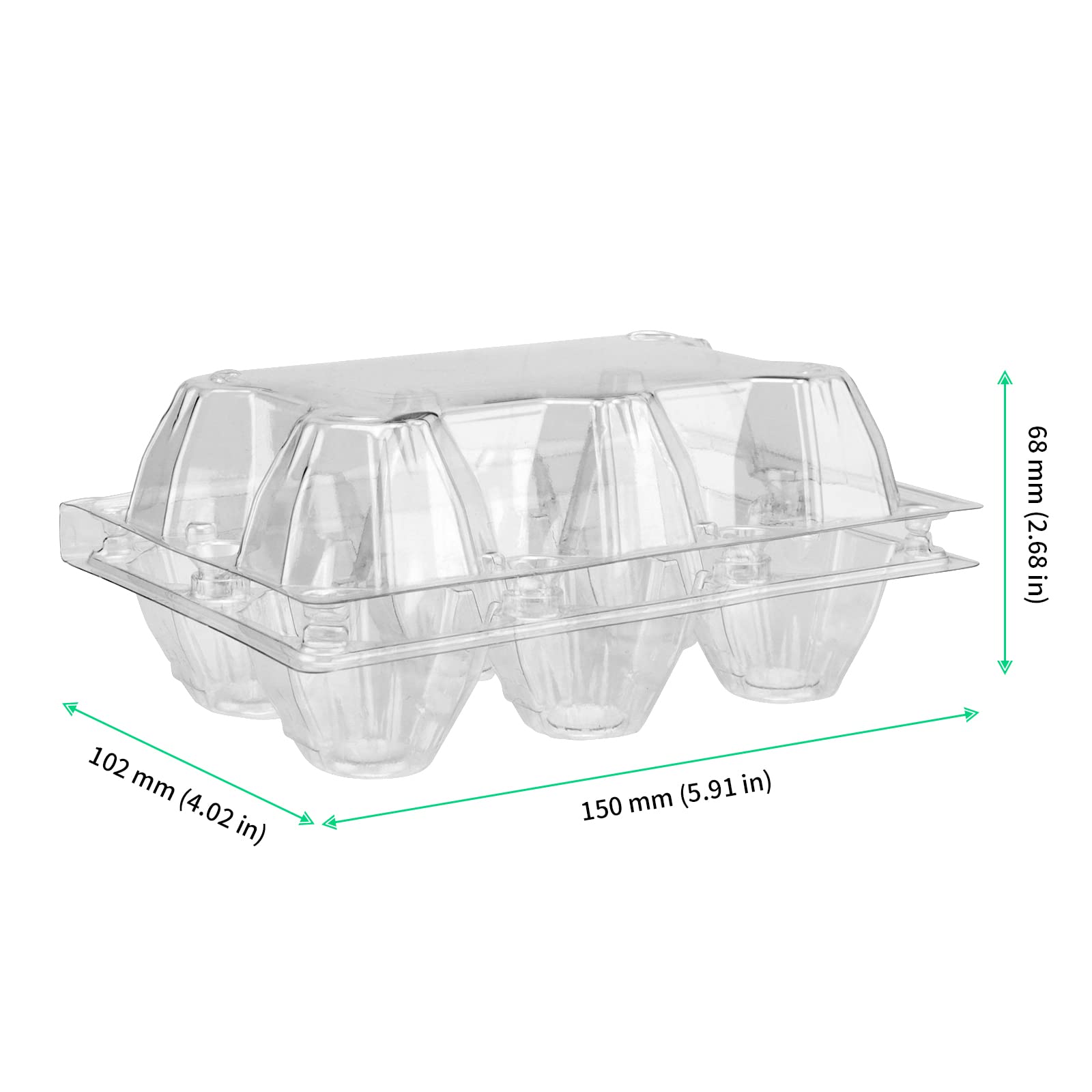 FUNSUEI 120 Pack 6 Eggs Clear Plastic Egg Cartons Bulk, Reusable Empty Egg Carton, Half Dozen Blank Chicken Egg Tray Holders for Family Storage, Pasture Farm, Market Display