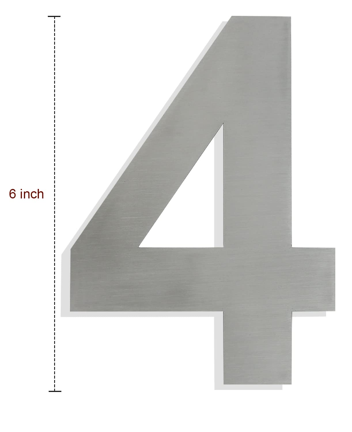 Fitous 6 inch Floating House Number For Outside, Stainless Steel Metal Modern Address Sign Numbers for Mailbox,Home Door,Warehouse Silver Number 4