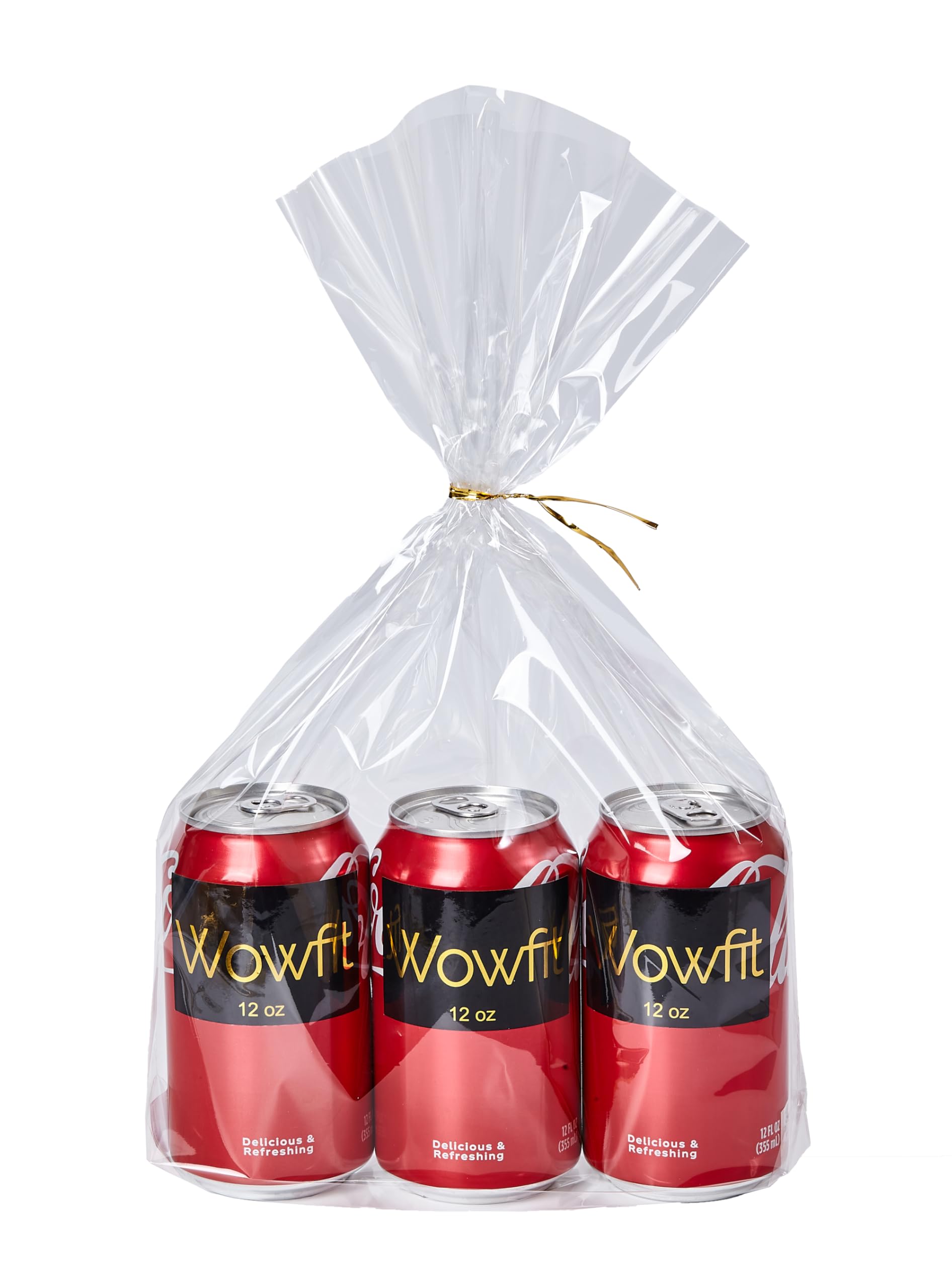 Wowfit 50 CT 10x14 inches Clear Bottom Gusset Cellophane Treat Bags with 6" Gold Twist Ties, Cello Packaging for Gift Wrapping, Decorations, and Food Storage