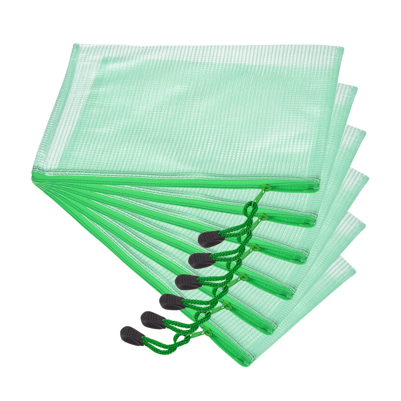 YOKIVE 6 Pack Mesh Zipper Bags, B5 Mesh File Pockets | Plastic Document Pouch, Great for Office Appliances Travel Storage(Green)