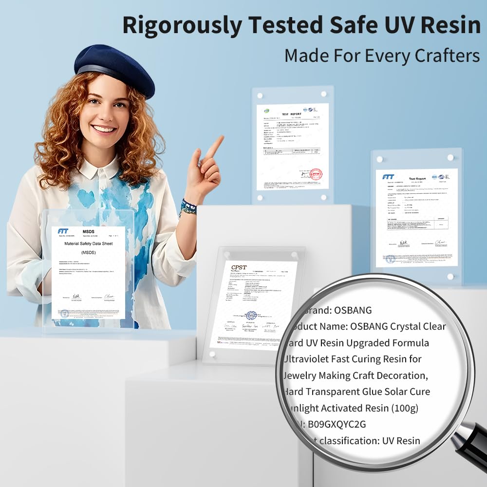 Crystal Clear Hard UV Resin Upgraded Formula Ultraviolet Fast Curing Resin for Jewelry Making Craft Decoration, Hard Transparent Glue Solar Cure Sunlight Activated Resin (100g)