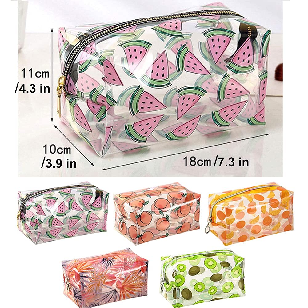 HOYOFO Makeup Bag Clear Cute Fruit Cosmetic Bag Small Transparent Make up Bag for Women Waterproof Toiletry Organizer Pouch(Peach)