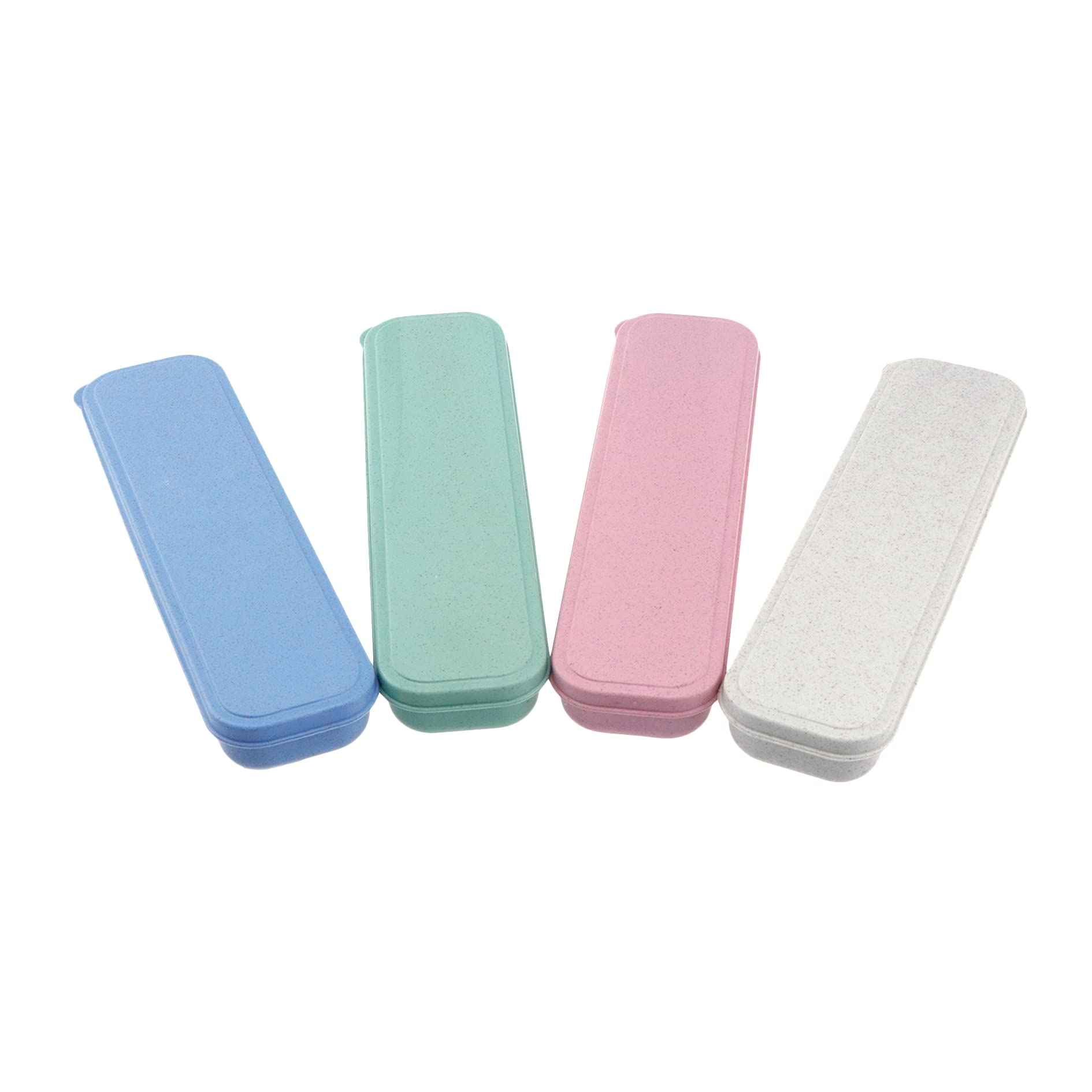 MY MIRONEY 4 Pieces Travel Tableware Storage Box Portable Cutlery Storage Box Case Chopsticks Spoon Fork Travel Utensils Storage Box, Pink, Blue, Beige, Green