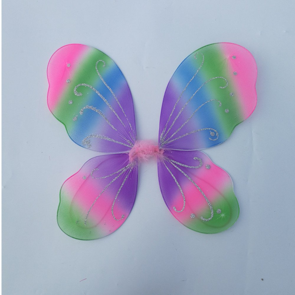 4 PC Girls Fairy Wings Butterfly Costume Set with Wings, Tutu, Wand & Halo