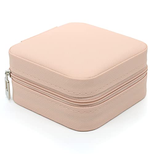 Small Jewelry Box, Travel Portable Jewelry Case for Ring, Pendant, Earring, Necklace, Bracelet Organizer Storage Holder Boxes, 1 pcs (Pink)