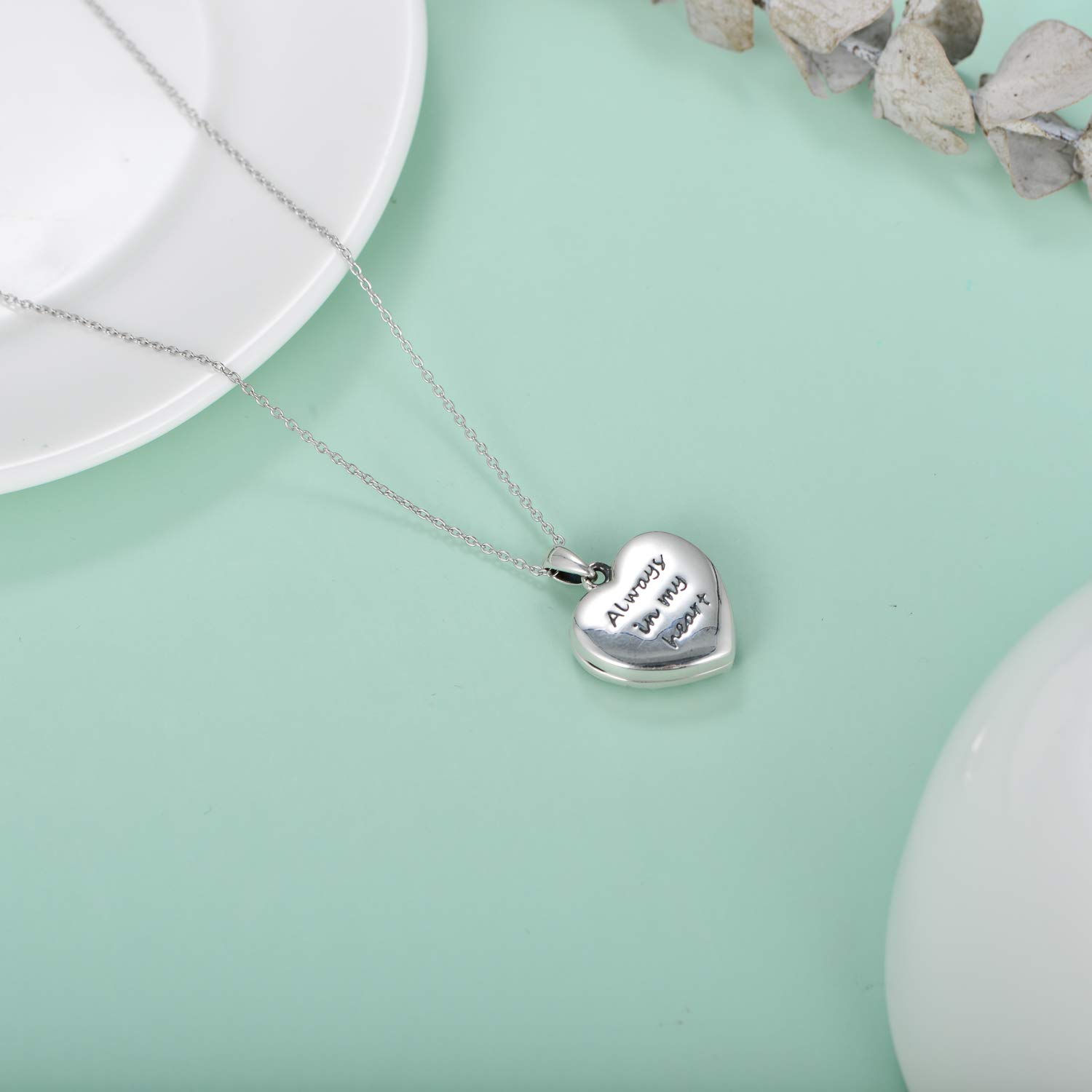 SOULMEET Personalized Rose Flower Heart Shaped Locket Necklace Sterling Silver That Hold 2 Pictures Memory Photos Custom Any Photo Christmas Gift Idea (Custom 2 photoes)